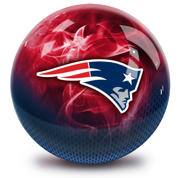 New England Patriots NFL team regulation size bowling ball on fire design